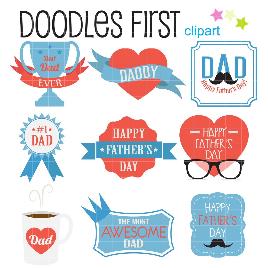 Father's Day Labels Collection Digital Clip Art for Scrapbooking Card ...