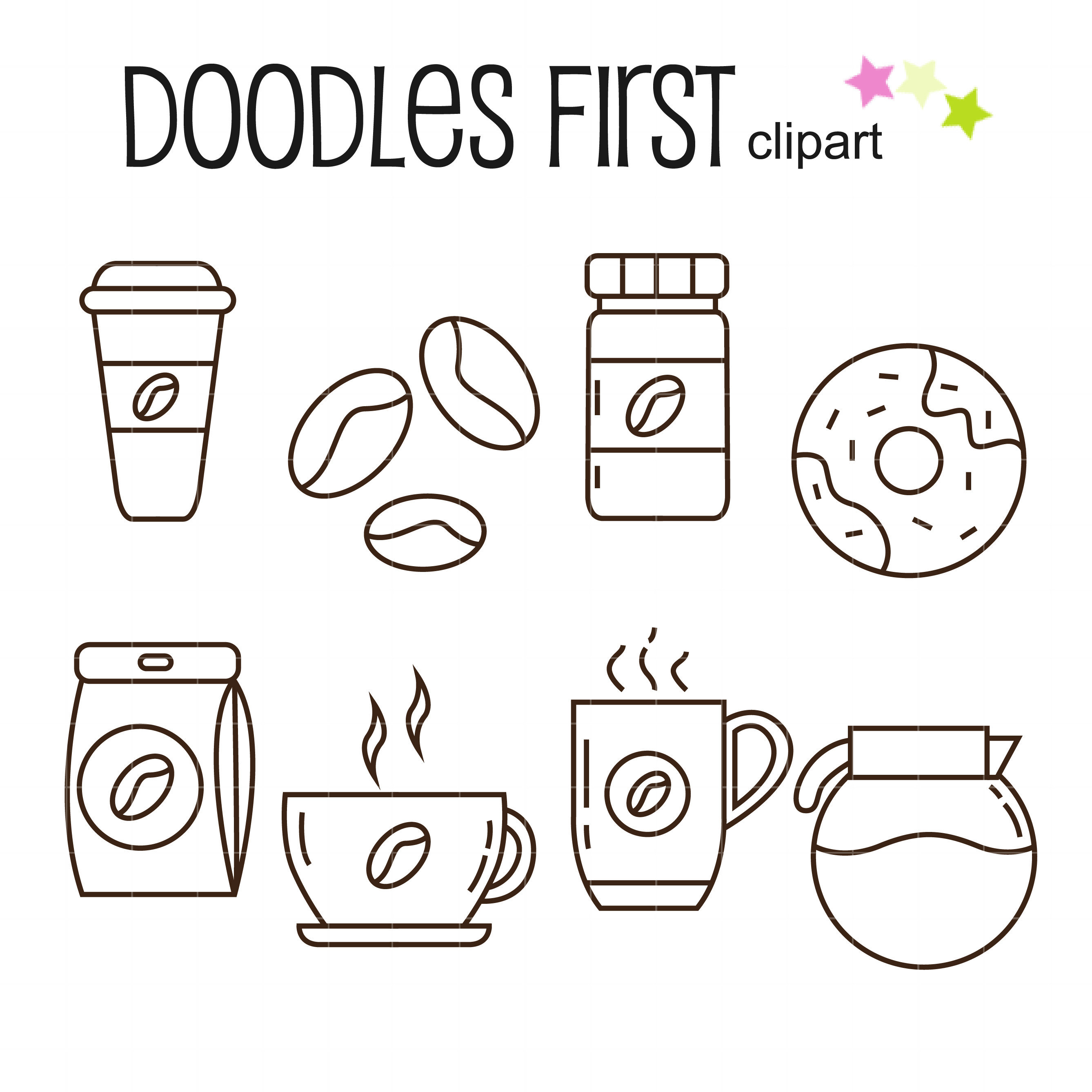 Coffee Outline Digital Clip Art for Scrapbooking Card Making | Etsy