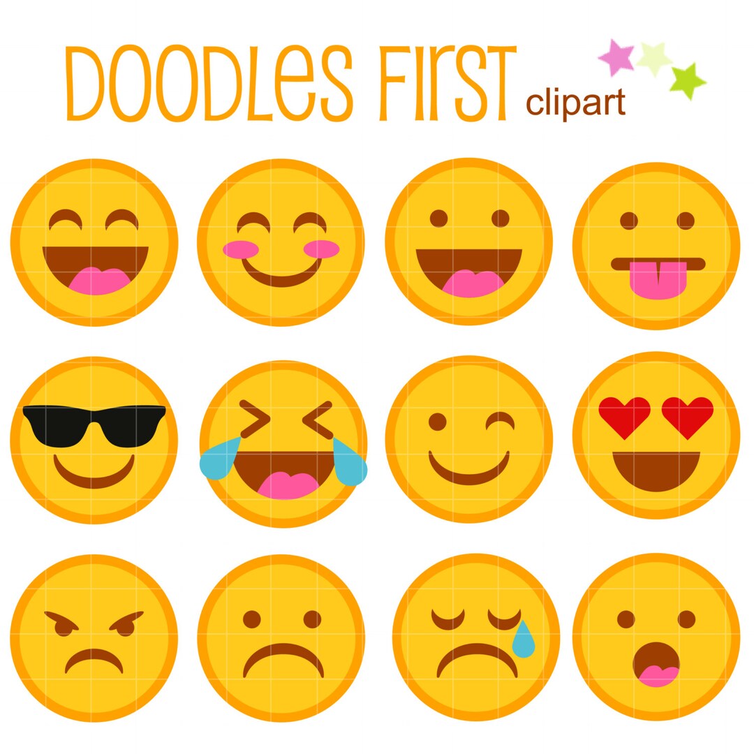 Cute Emoticons Collage Sheets Clipart for Scrapbooking, Cricut Cut ...