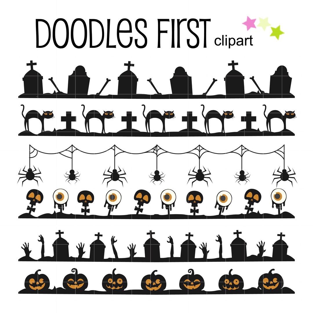 Halloween Dark Divider and Border Digital Clip Art for Scrapbooking ...