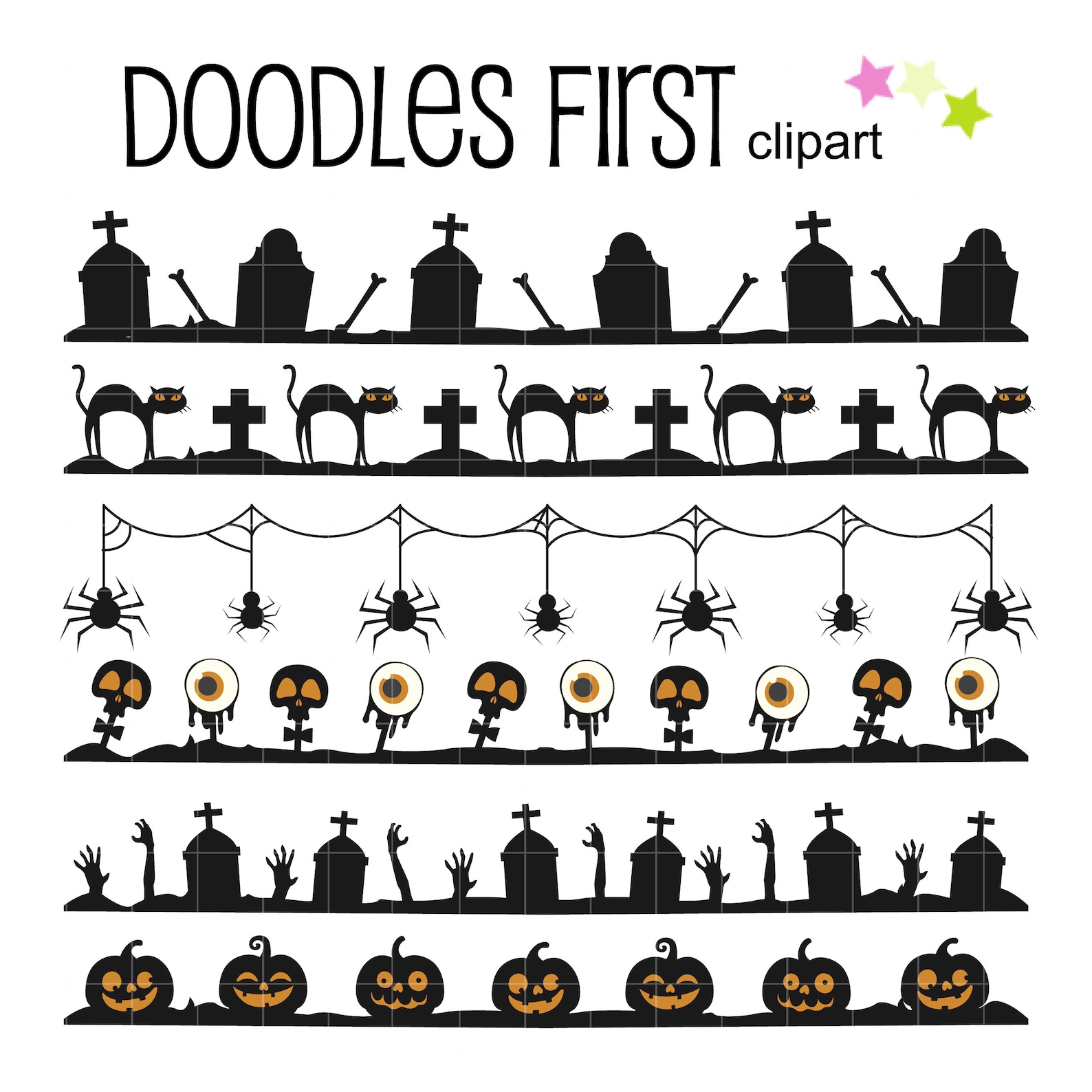 Halloween Dark Divider and Border Digital Clip Art for - Etsy