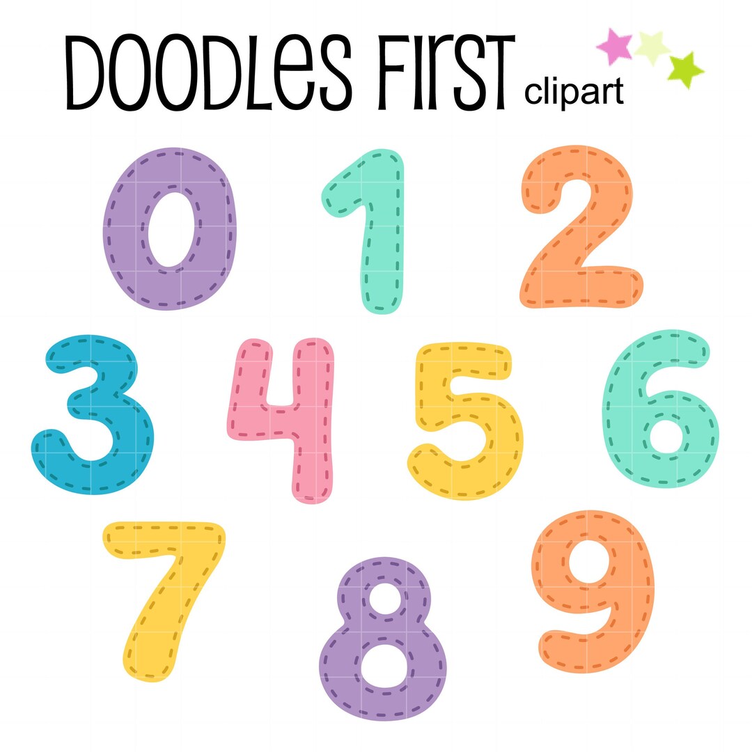 Baby Stitched Numbers Clip Art for Scrapbooking Card Making Cupcake ...