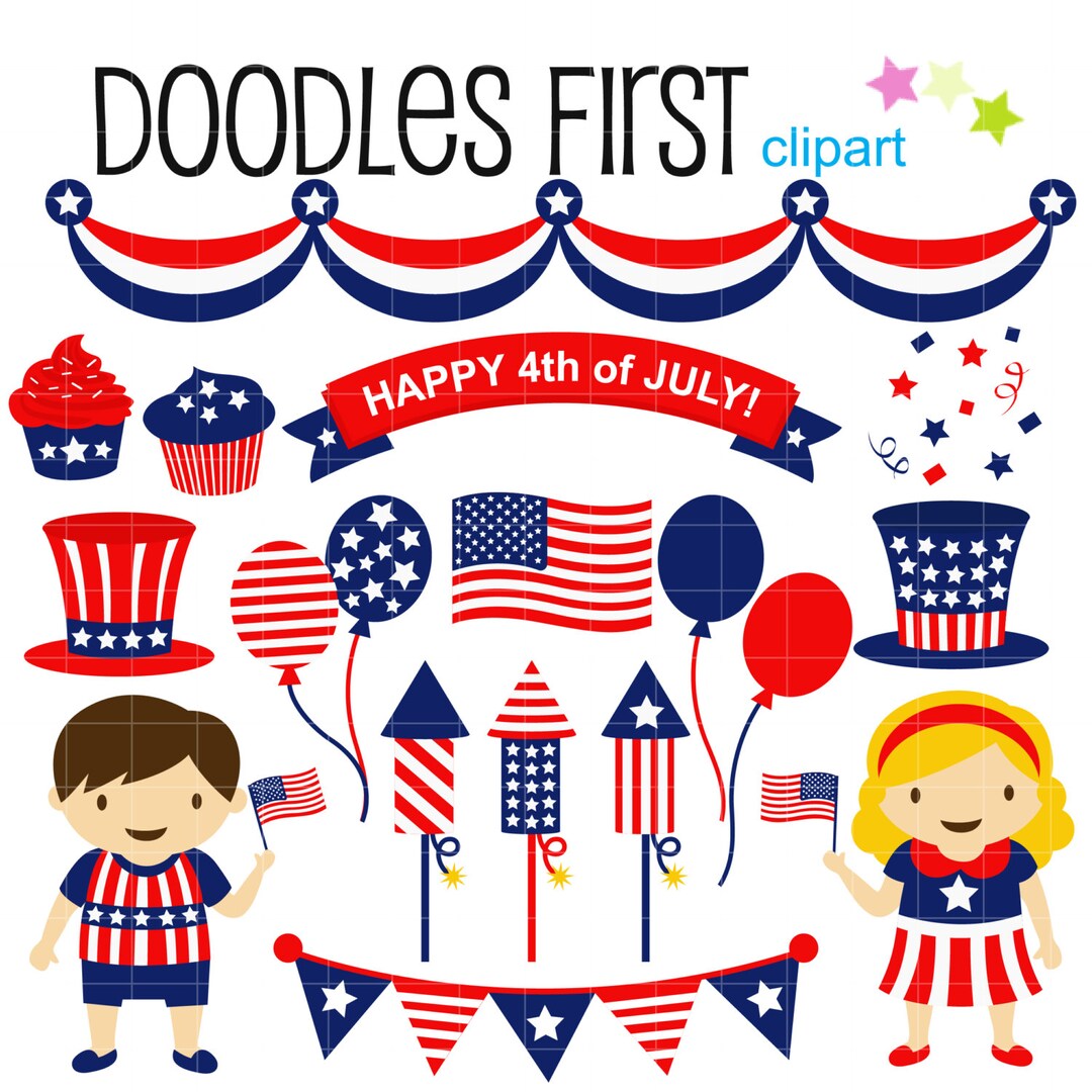 Happy 4th of July Independence Day Digital Clip Art for Scrapbooking ...