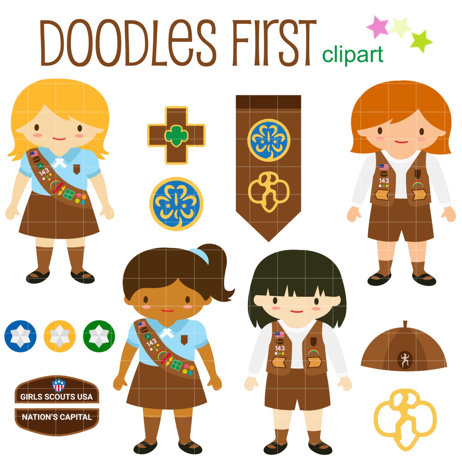 Brownie Girl Scout Clip Art for Scrapbooking Card Making | Etsy