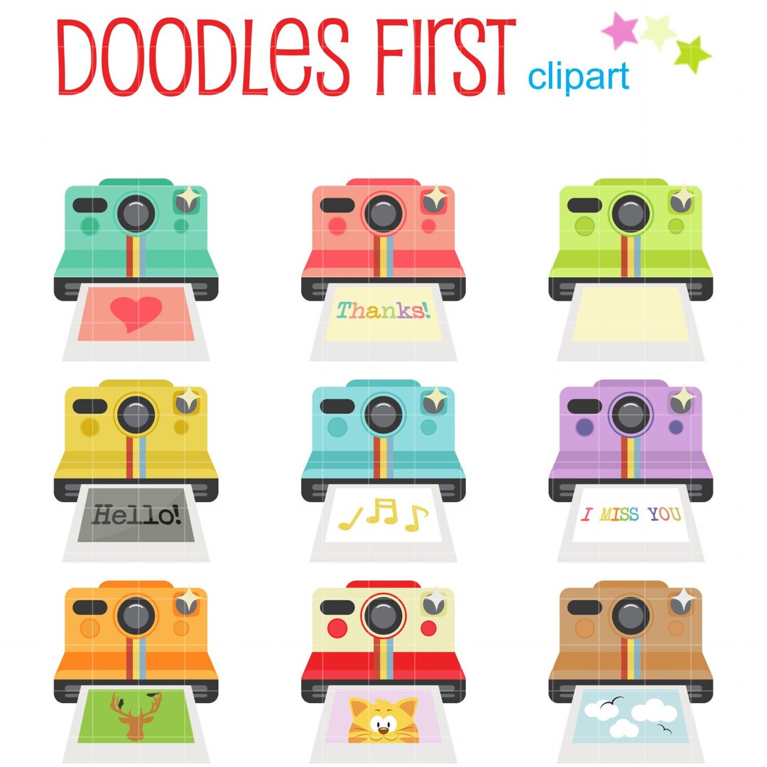 Vintage Cameras With Film Clip Art for Scrapbooking Card Making Cupcake ...