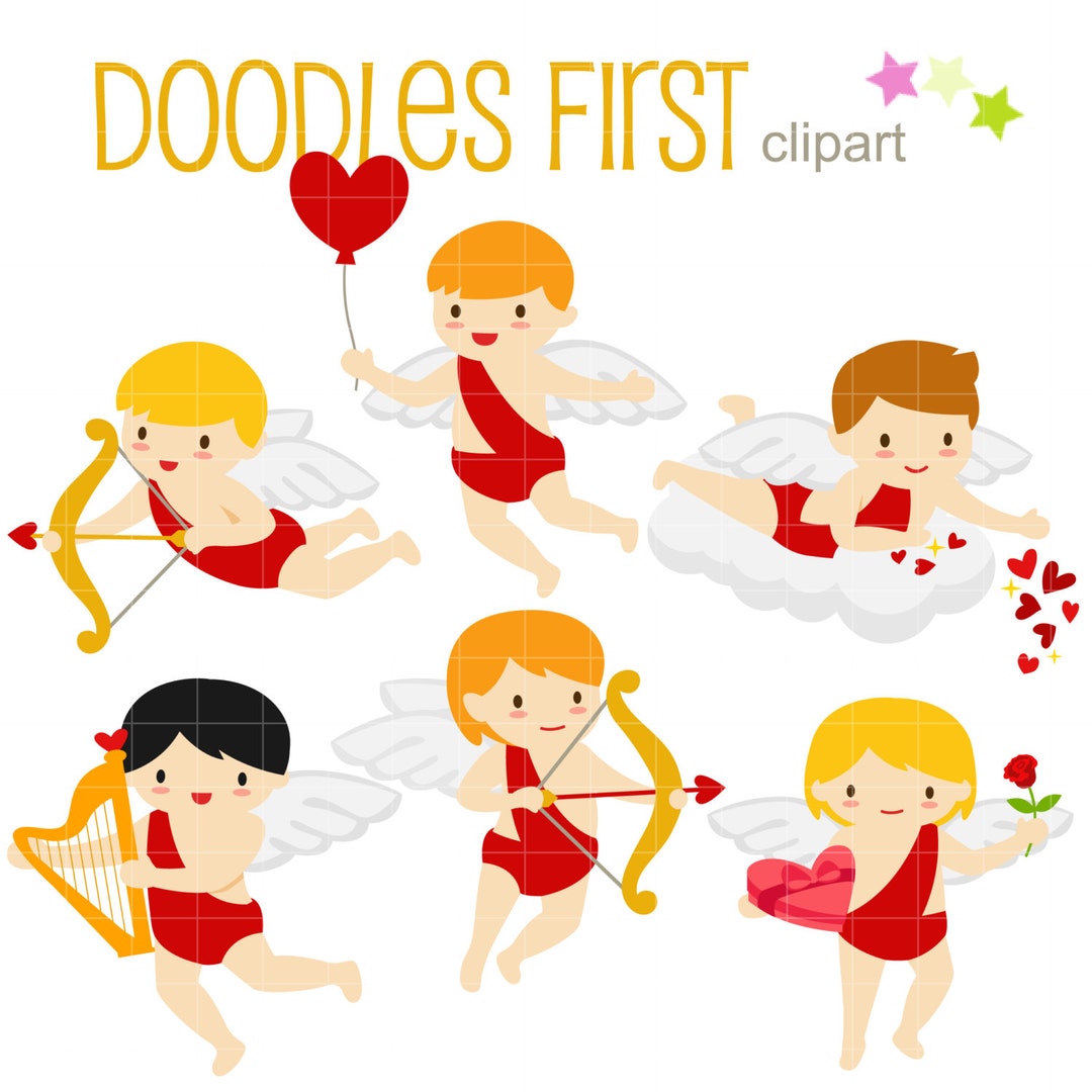 Valentine's Cute Cupids Digital Clip Art for Scrapbooking Card Making ...