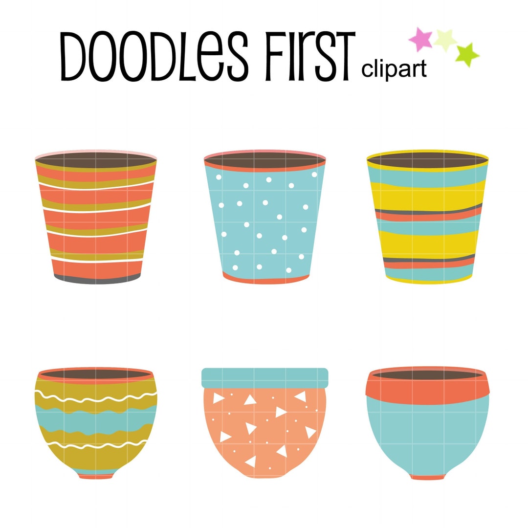 Flower Pots Designs Digital Clip Art for Scrapbooking Card Making ...