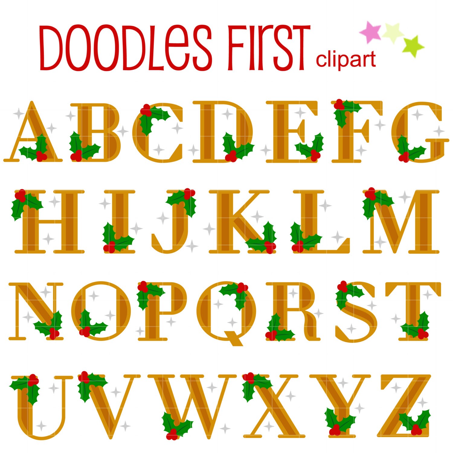 Mistletoe Holiday Alphabet Clip Art for Scrapbooking Card Making ...