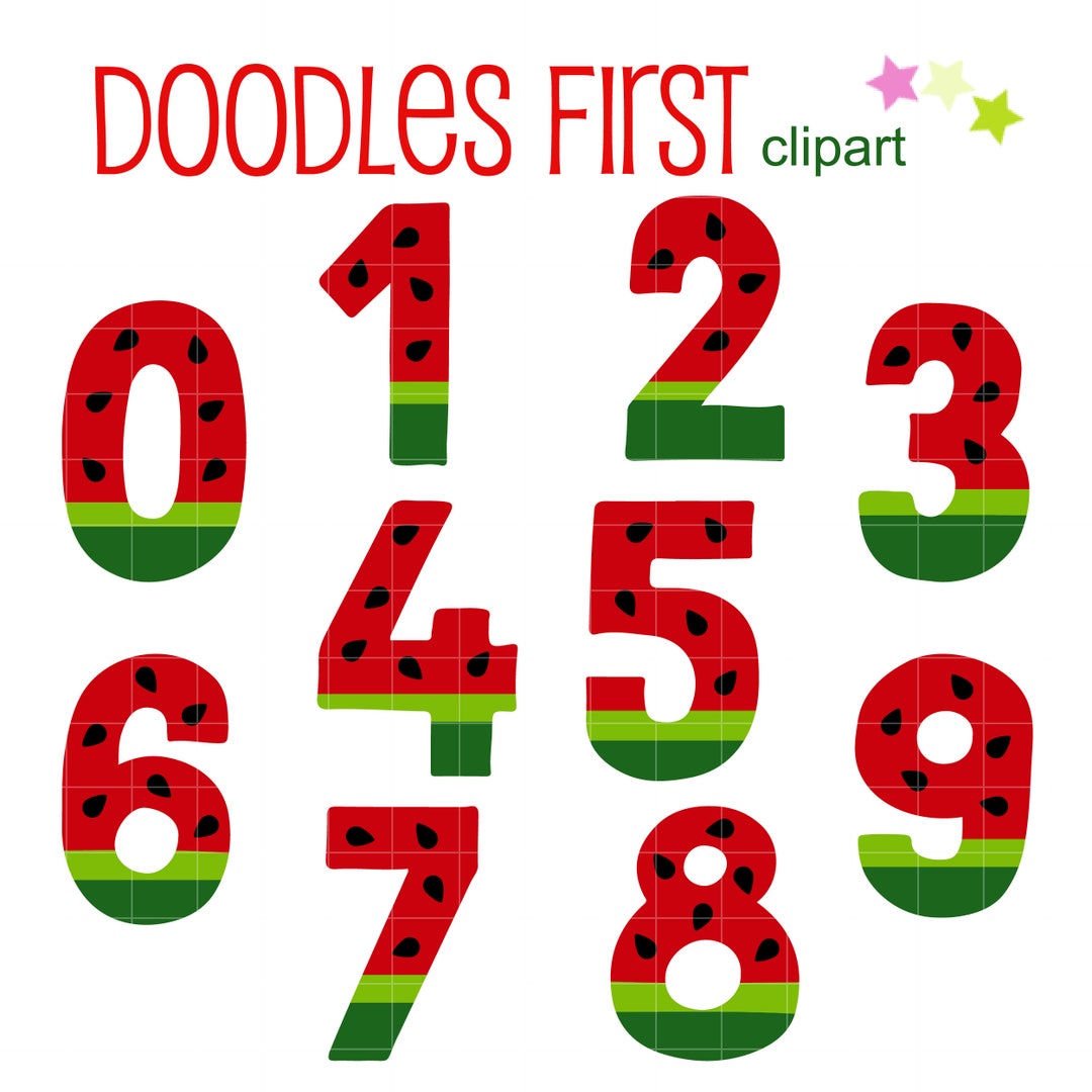 Watermelon Numbers Clip Art for Scrapbooking, Cricut Cut Files ...