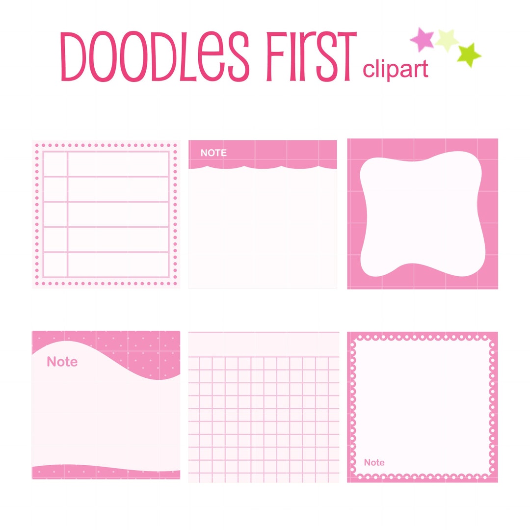 Cute Pink Sticky Note Template Digital Clip Art for Scrapbooking Card ...