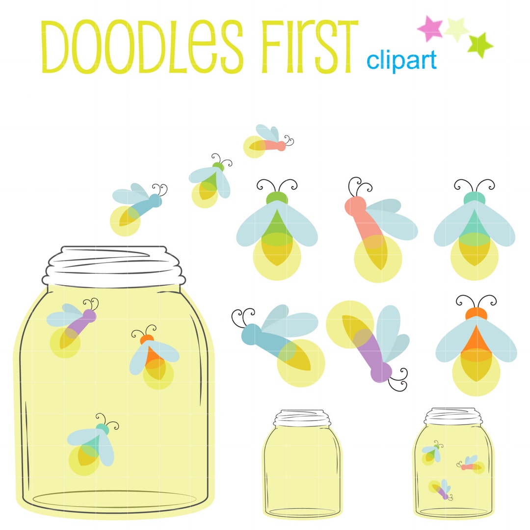 Fireflies in A Jar Digital Clipart for Scrapbooking, Cricut Cut Files ...