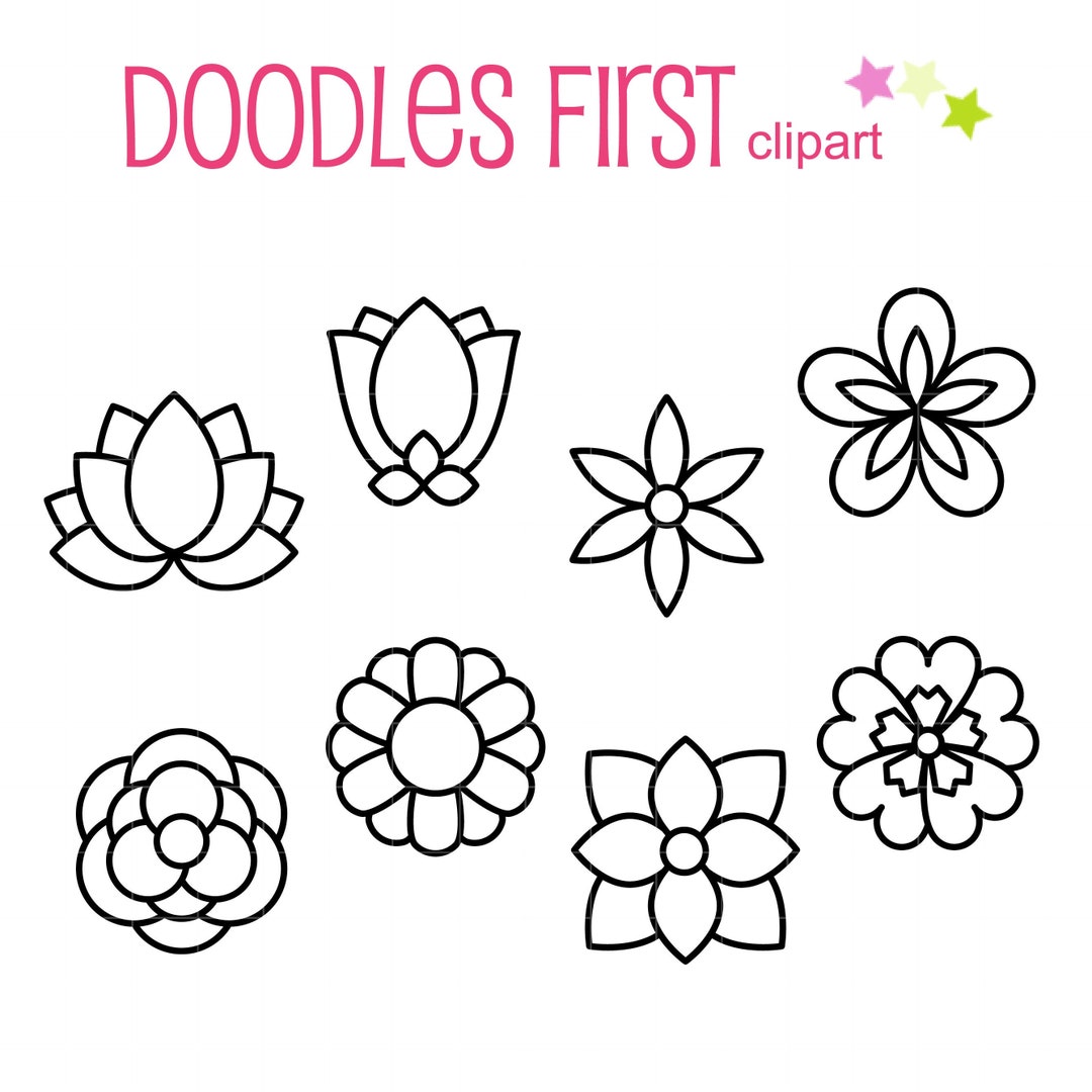 Buy Flower Outline Drawing Digital Clip Art for Scrapbooking Card ...