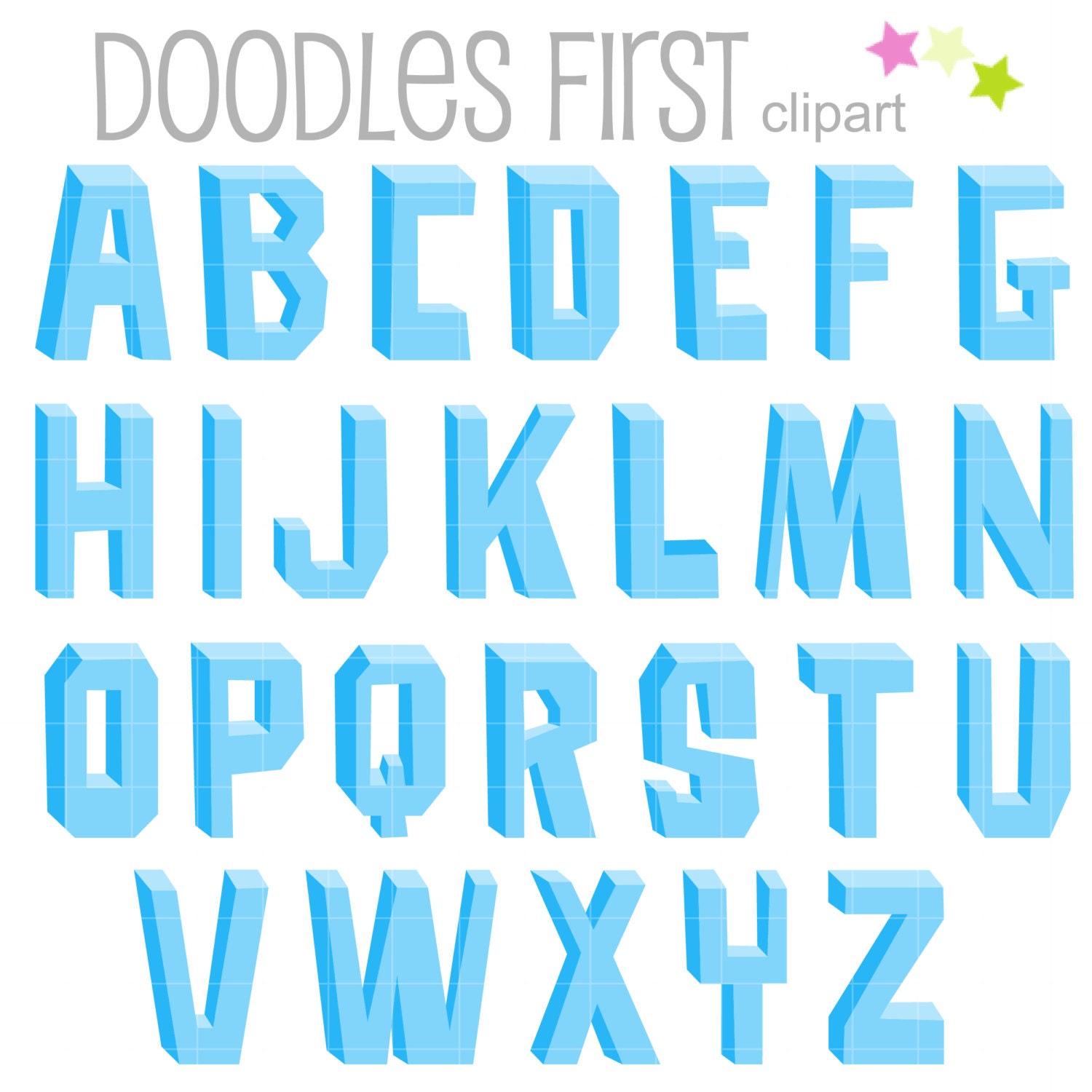 Ice Block Alphabet Clip Art for Scrapbooking Card Making Cupcake ...