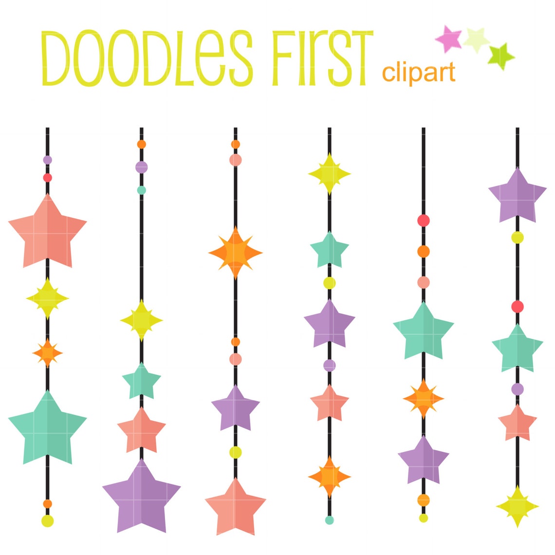 Star Strings Digital Clip Art for Scrapbooking Card Making | Etsy