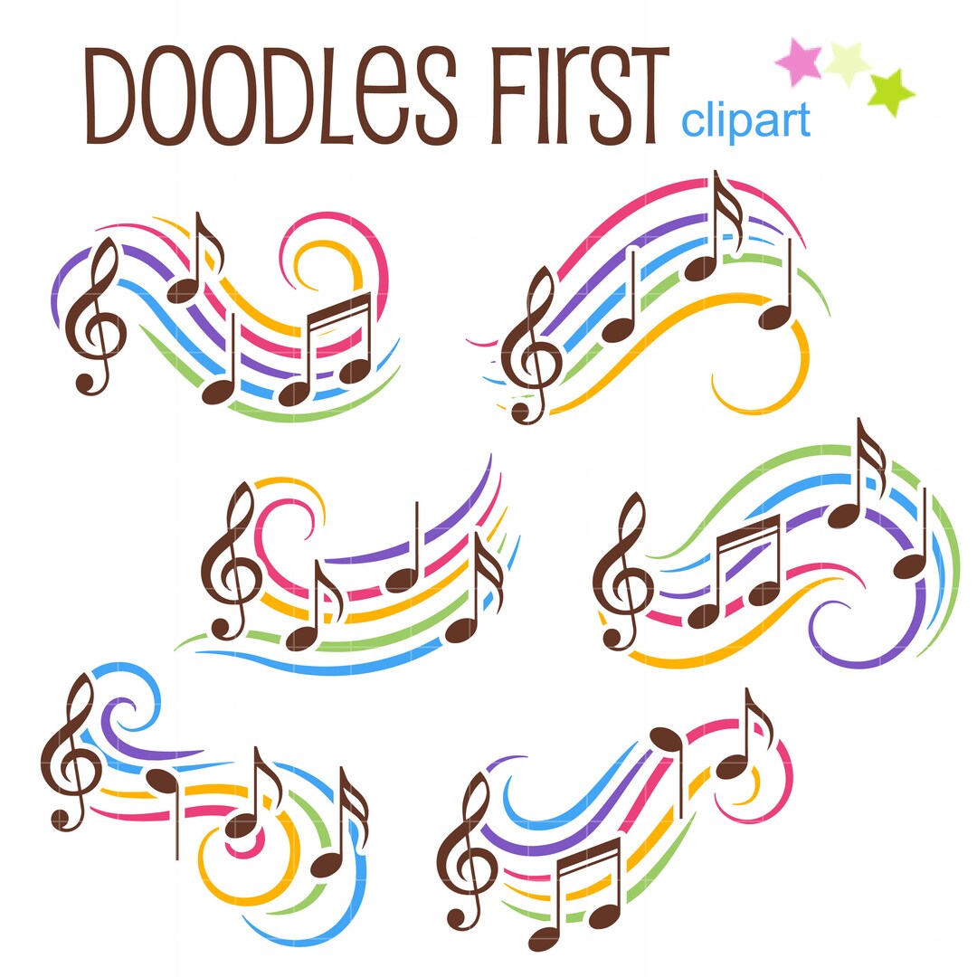 Colorful Music Clip Art for Scrapbooking Card Making Cupcake Toppers ...