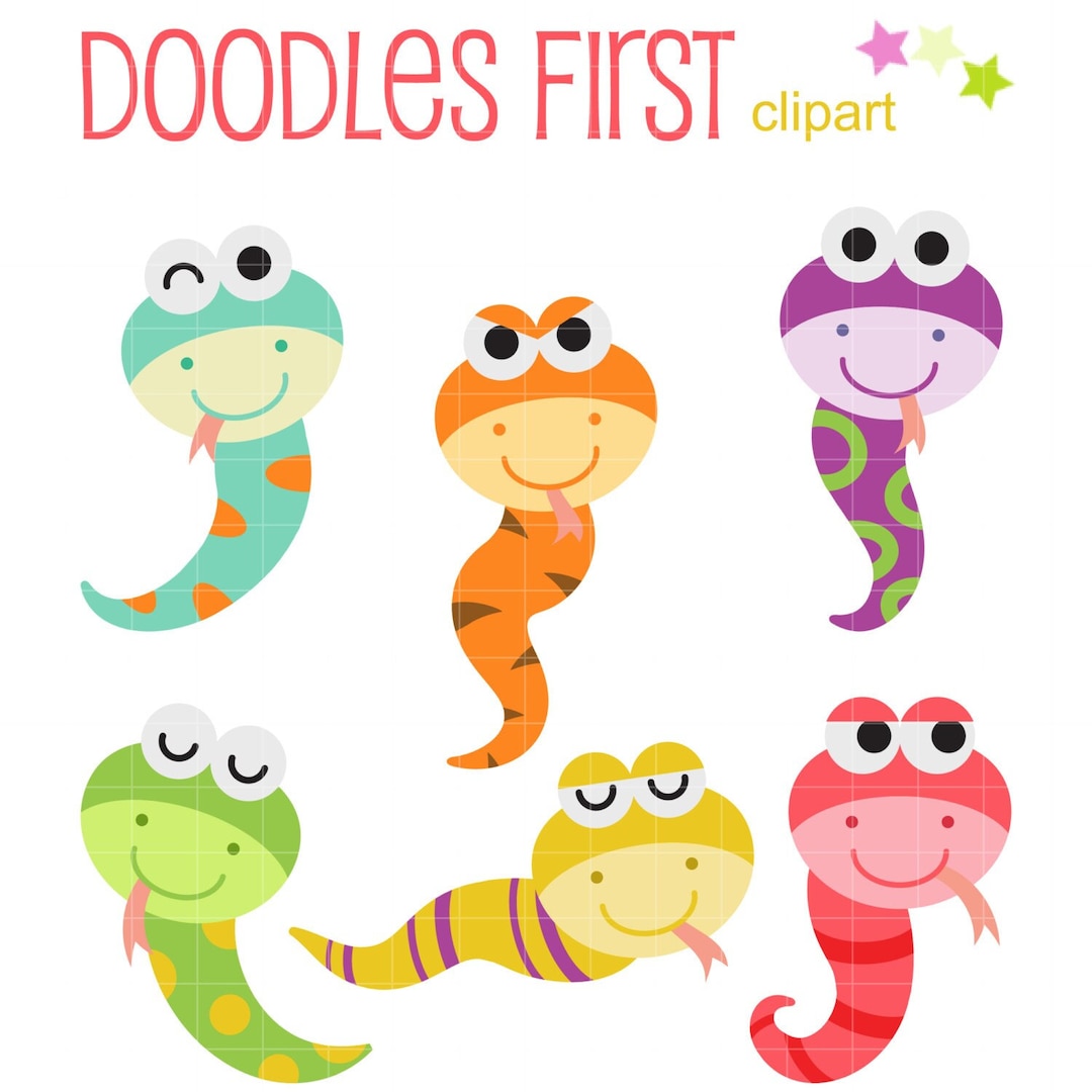 Cute Snakes Clip Art for Scrapbooking Card Making Cupcake Toppers Paper ...