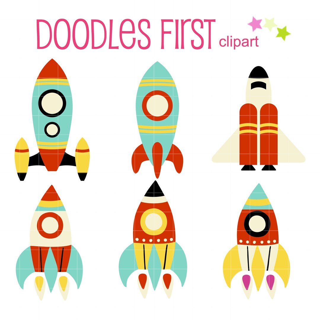 Retro Spaceship Digital Clip Art, PNG, SVG and JPG, Graphics for ...