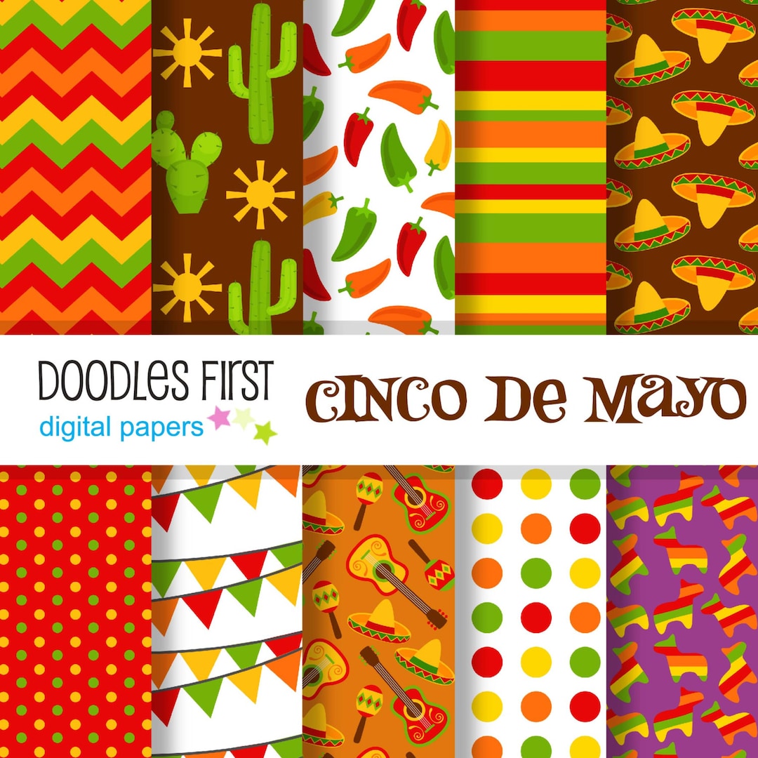 Cinco De Mayo Fiesta Digital Paper Pack Includes 10 for Scrapbooking ...