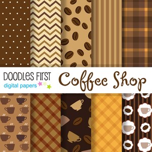 Coffee Shop Digital Paper Pack Includes 10 for Scrapbooking Paper ...