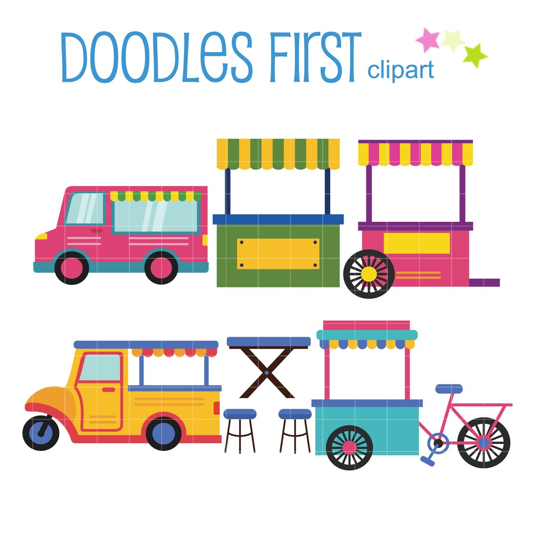 Empty Food Truck and Stall Clip Art for Scrapbooking Card Making ...
