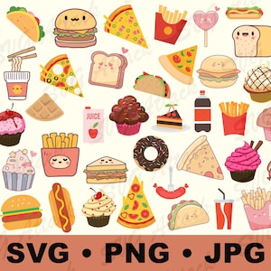 Junk Food Clipart Bundle Pizza Burger Fries SVG PNG Cutting Machines ...