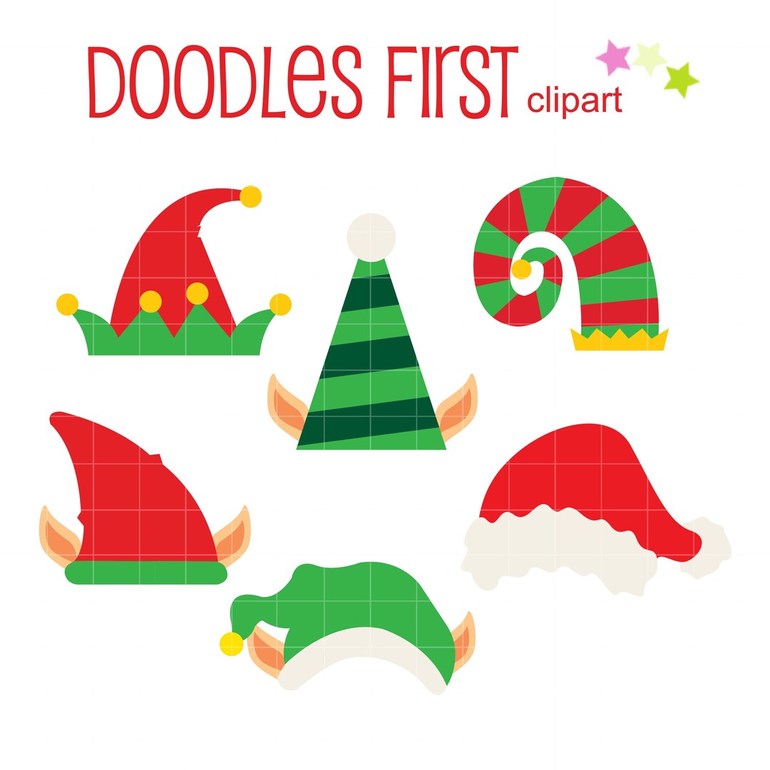 Christmas Elves Hat Set Digital Clip Art for Scrapbooking Card Making ...