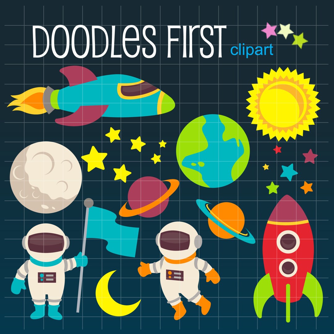 Space Adventure in Outerspace Clipart for Scrapbooking, Cricut Cut ...