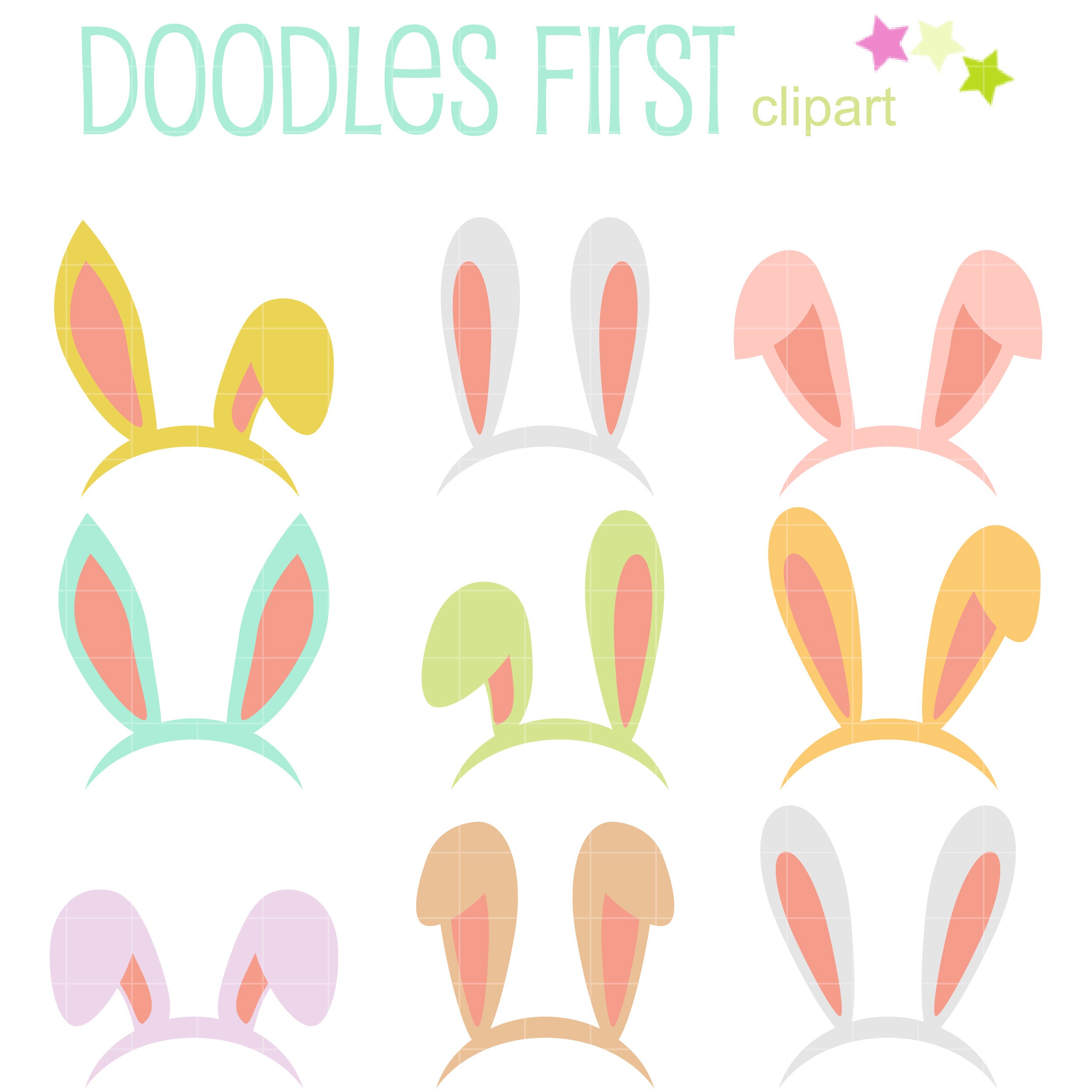 Cute Bunny Ears Digital Clip Art for Scrapbooking Card Making