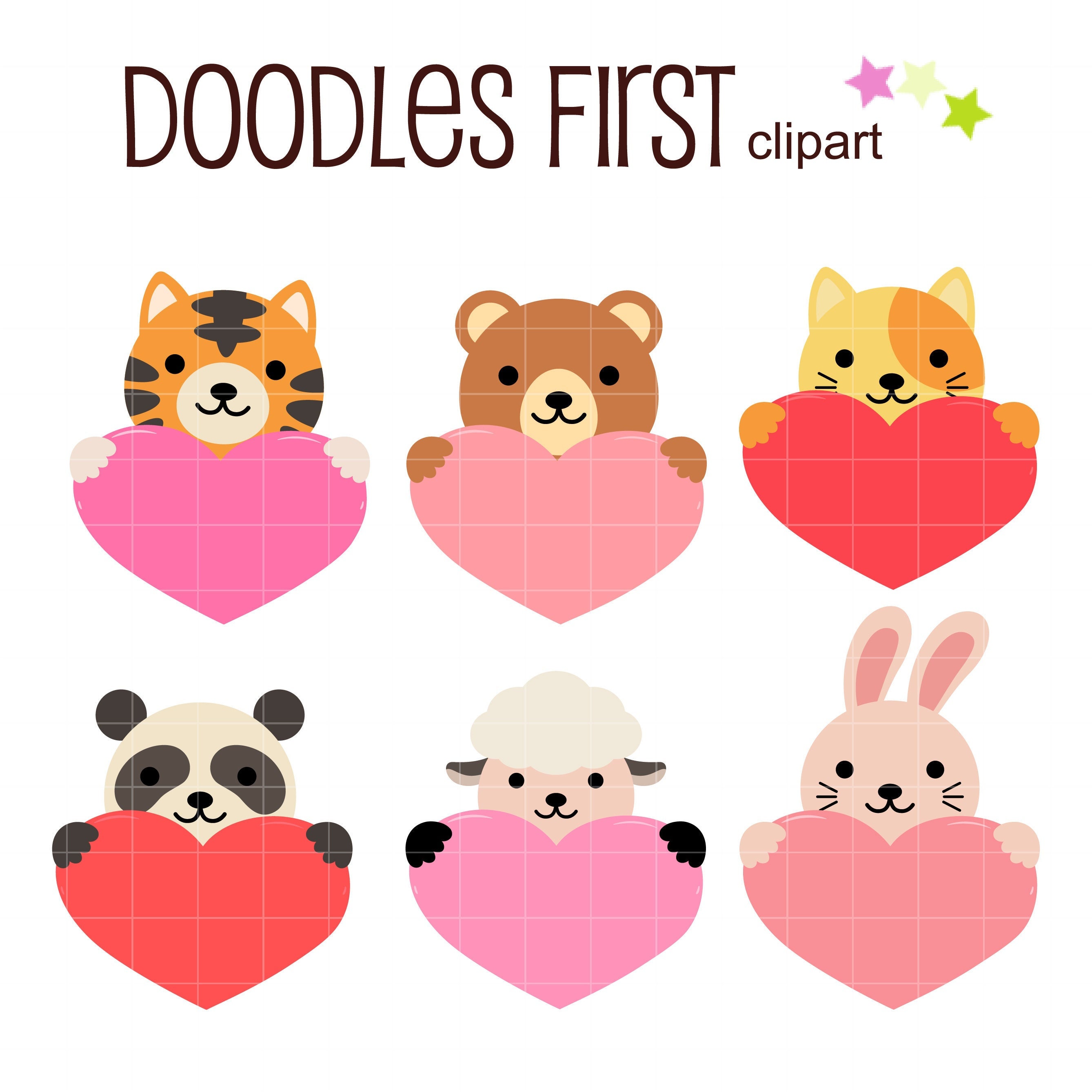 Animals and Hearts Digital Clip Art for Scrapbooking Card Making ...