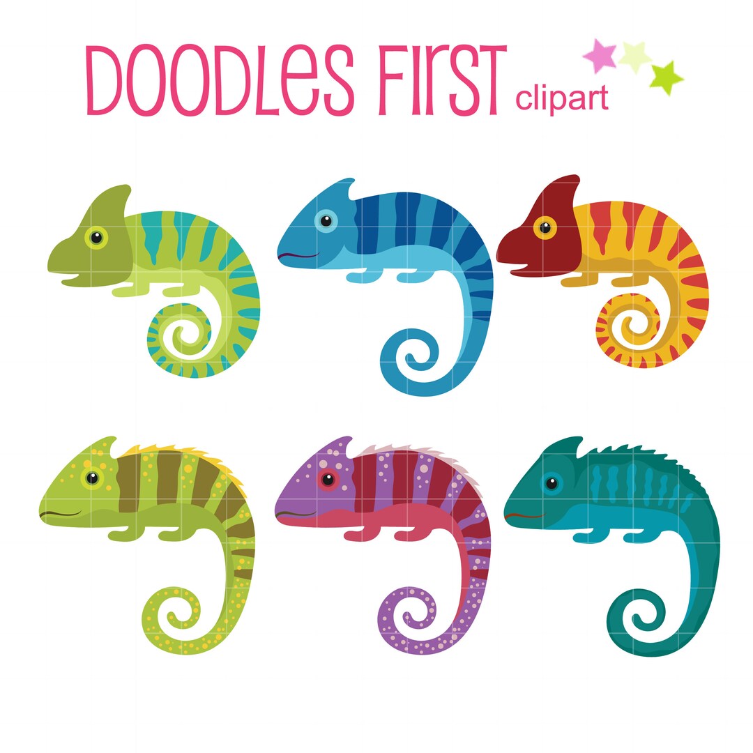 Colorful Chameleon Collection Digital Clip Art for Scrapbooking Card ...