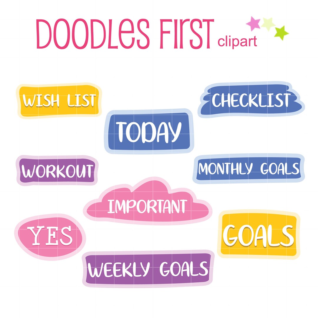 Weekly Goals Label Digital Clip Art for Scrapbooking Card Making ...