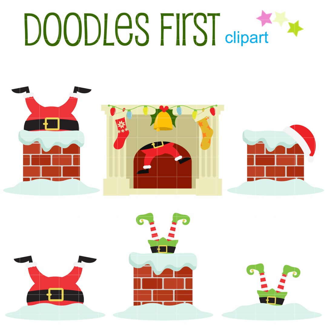 Santa's Stuck Clip Art: Christmas Chimney, Elf, SVG, PNG, JPG - Etsy