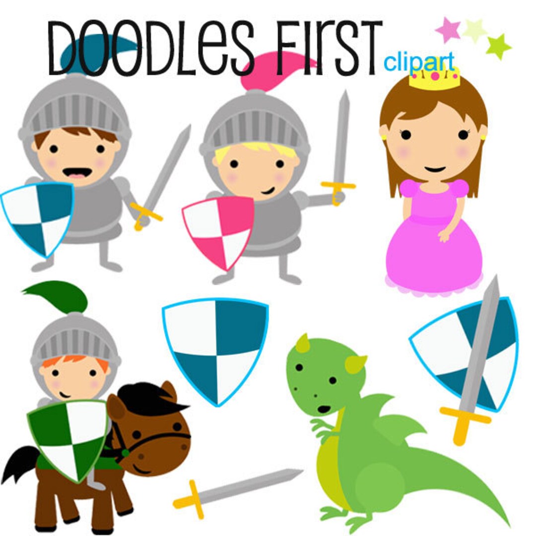 Fairytale Knights and Princess Digital Clip Art for Scrapbooking Card ...
