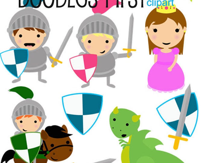 Fairytale Knights and Princess Digital Clip Art for - Etsy