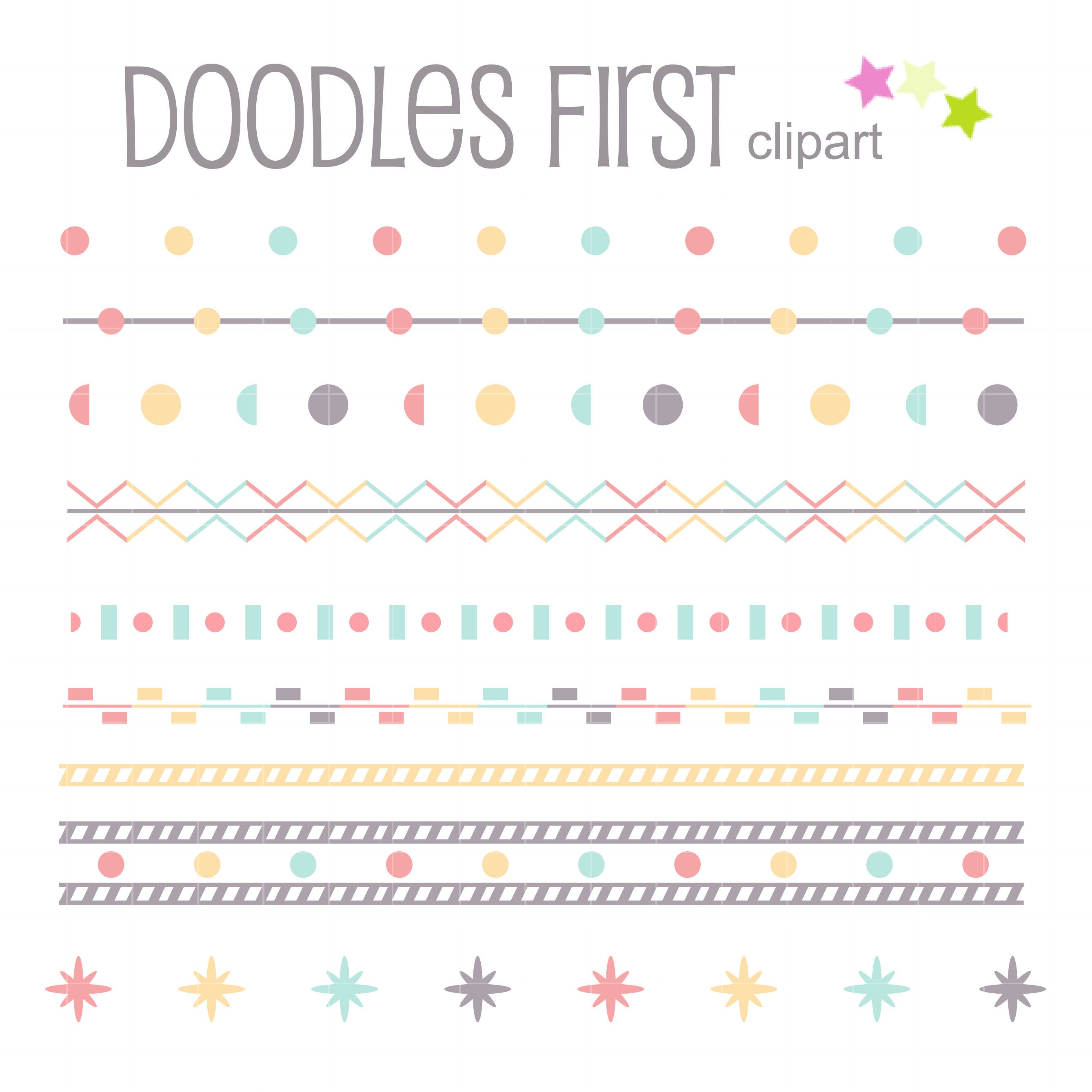 Pastel Border and Divider Digital Clip Art for Scrapbooking | Etsy