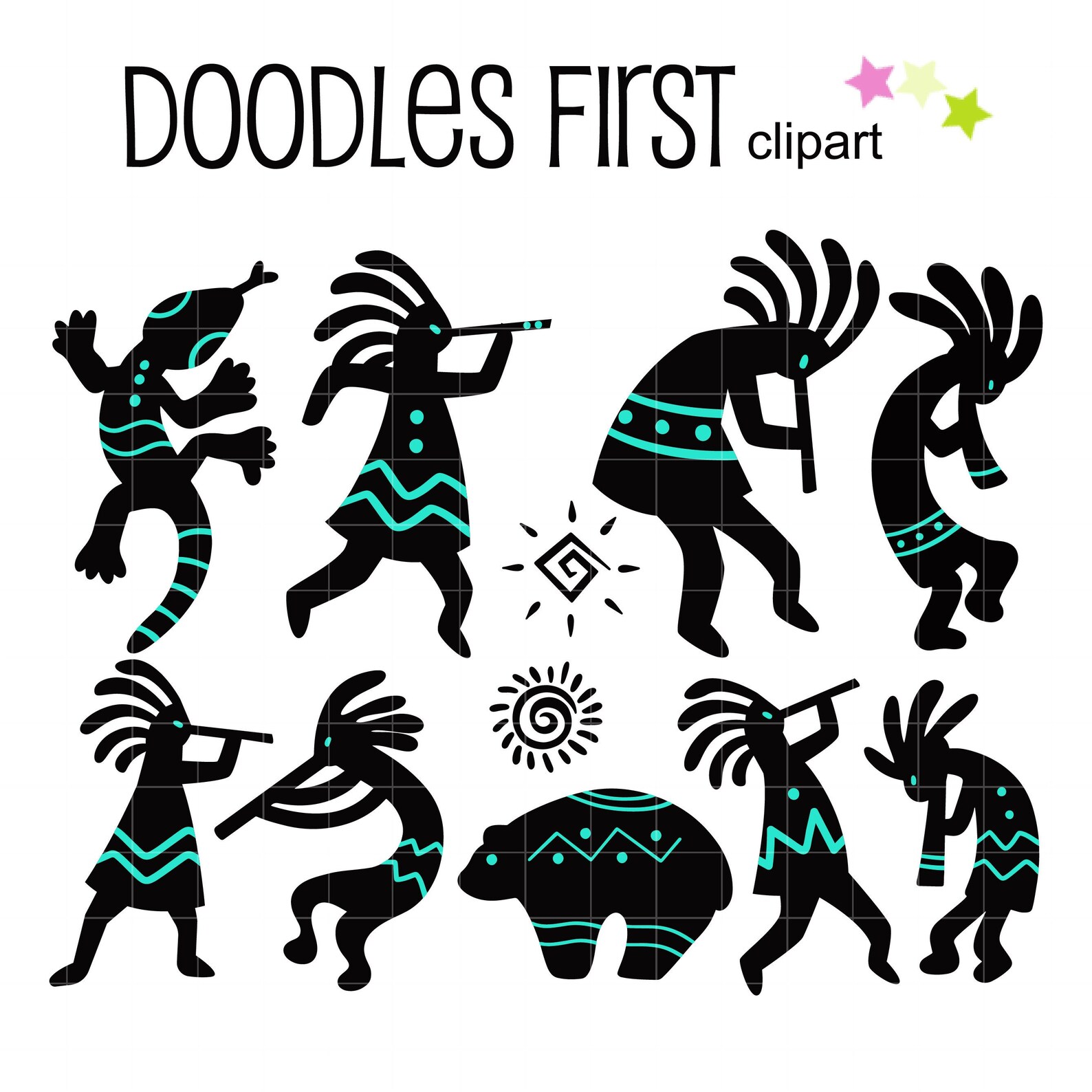 Kokopelli Figures Set Digital Clip Art for Scrapbooking Card - Etsy