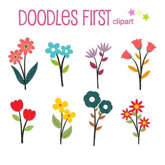 Cute Flowers Set Digital Clip Art for Scrapbooking Card Making - Etsy