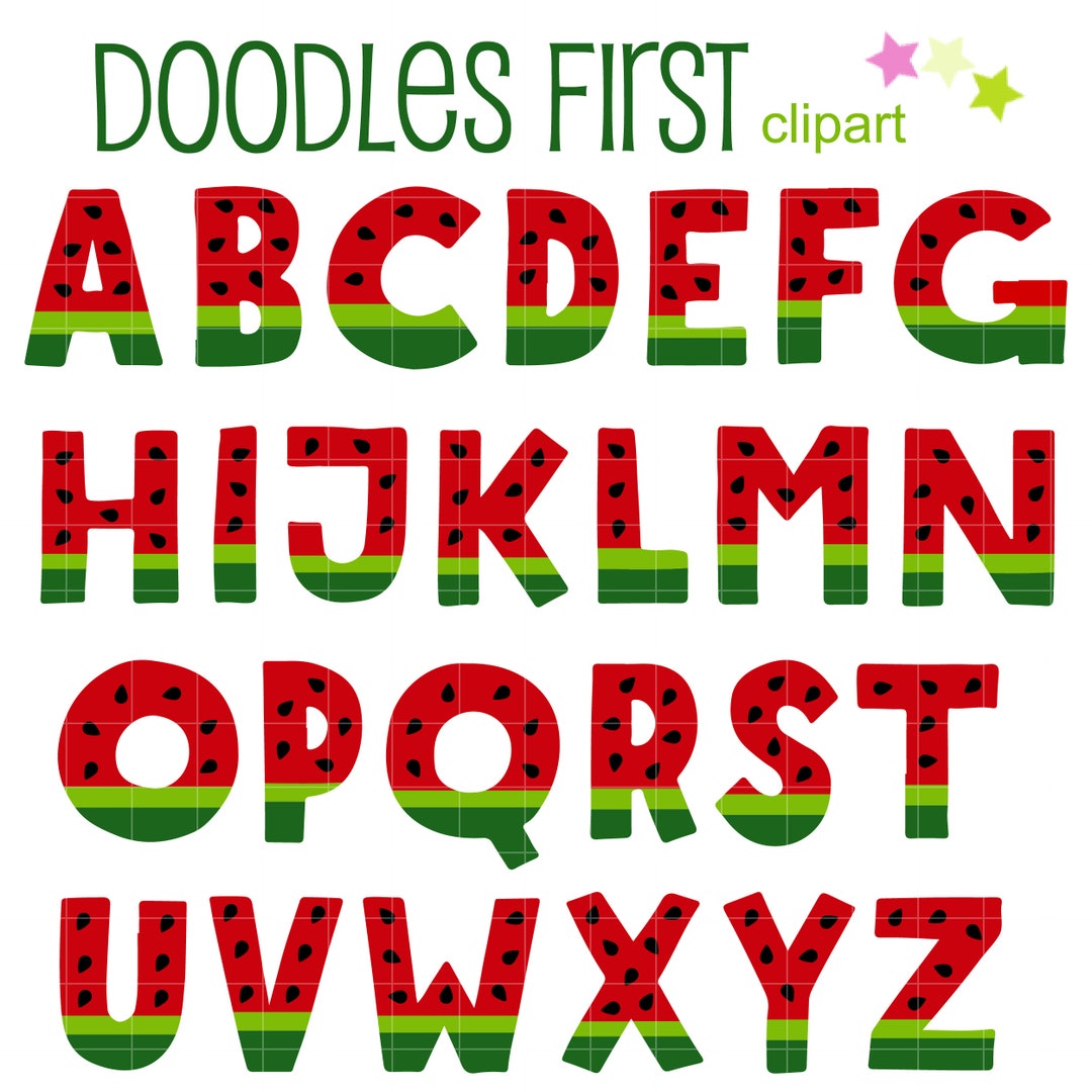 Watermelon Letters Alphabet for Scrapbooking Card Making Cupcake ...