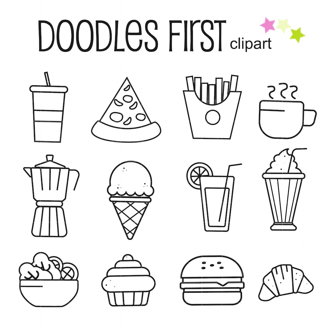 Snack Food Outline Digital Clip Art for Scrapbooking Card Making ...