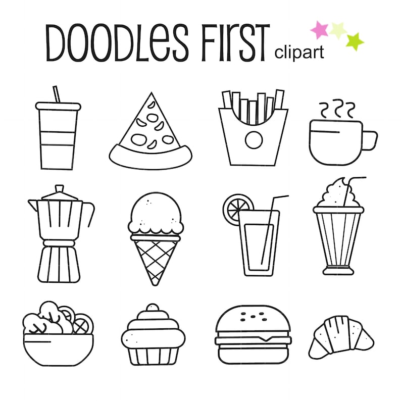 Snack Food Outline Digital Clip Art for Scrapbooking Card - Etsy