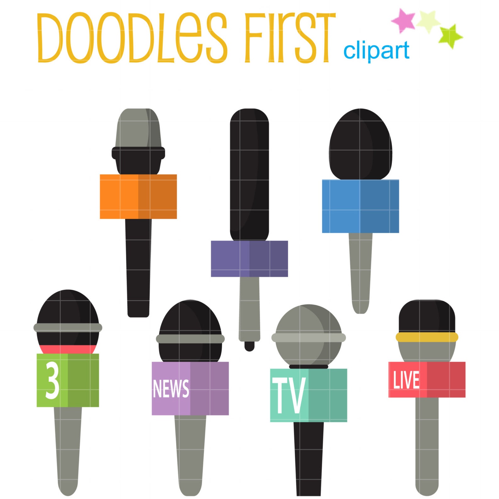 Reporter's Microphones Digital Clip Art for Scrapbooking - Etsy