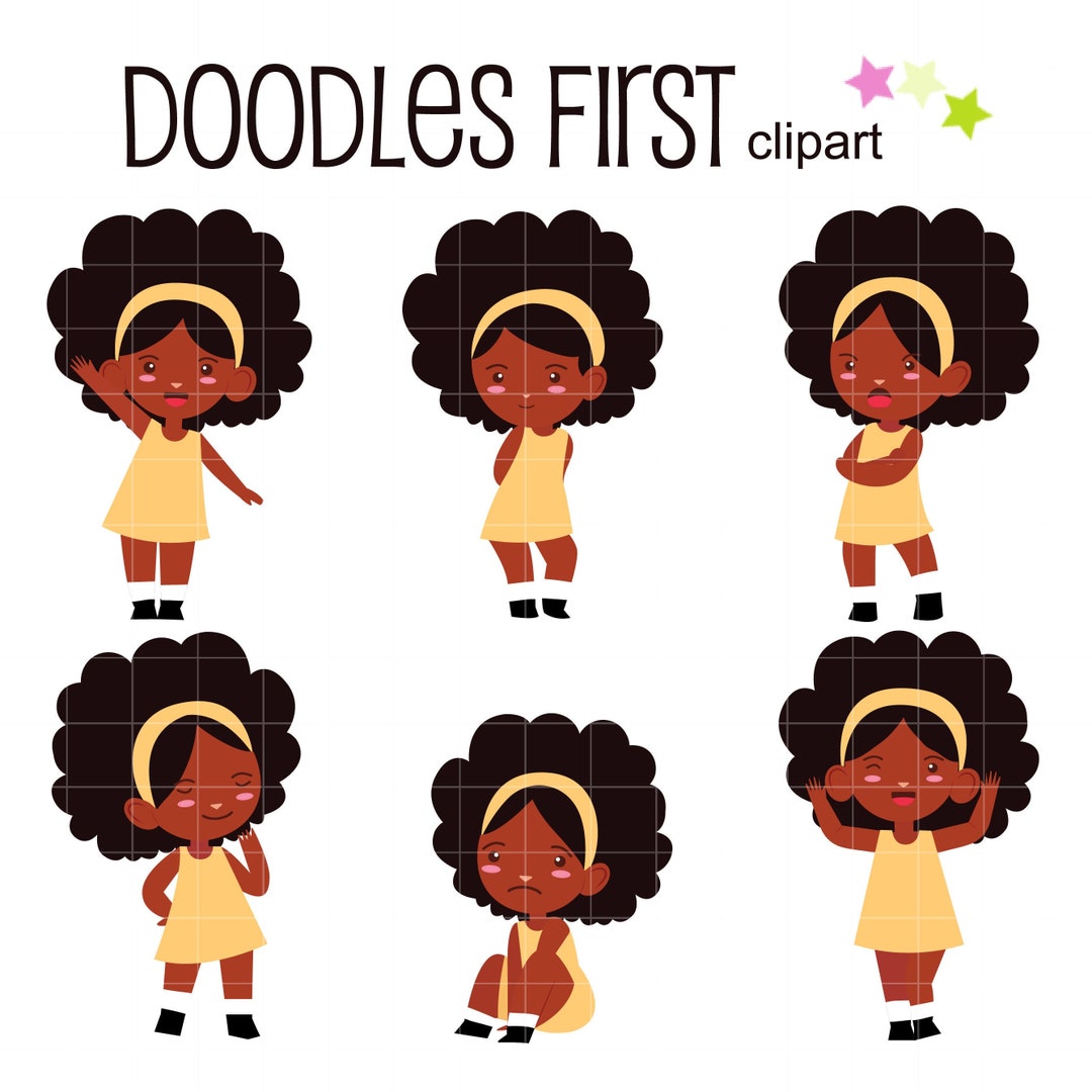 Cute Little Black Girl Digital Clip Art for Scrapbooking Card Making ...