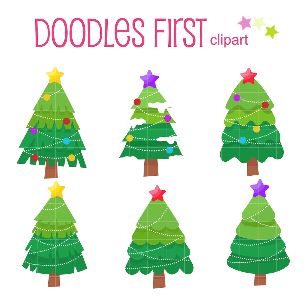 Decorated Christmas Tree Clip Art for Scrapbooking Card Making Cupcake ...