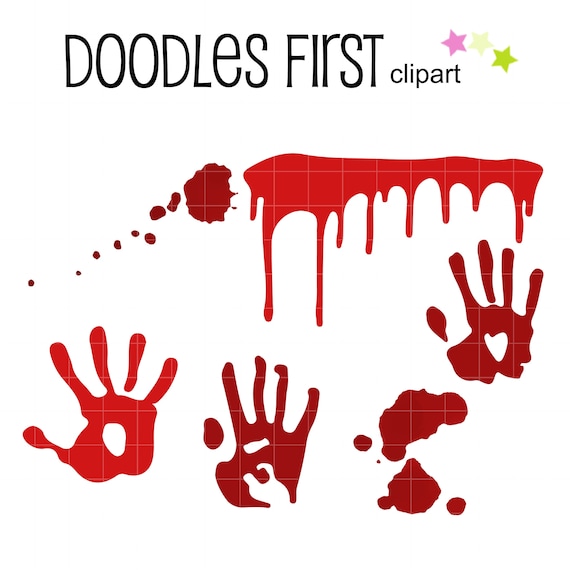 Blood Spray and Bloody Hand Digital Clip Art for Scrapbooking - Etsy