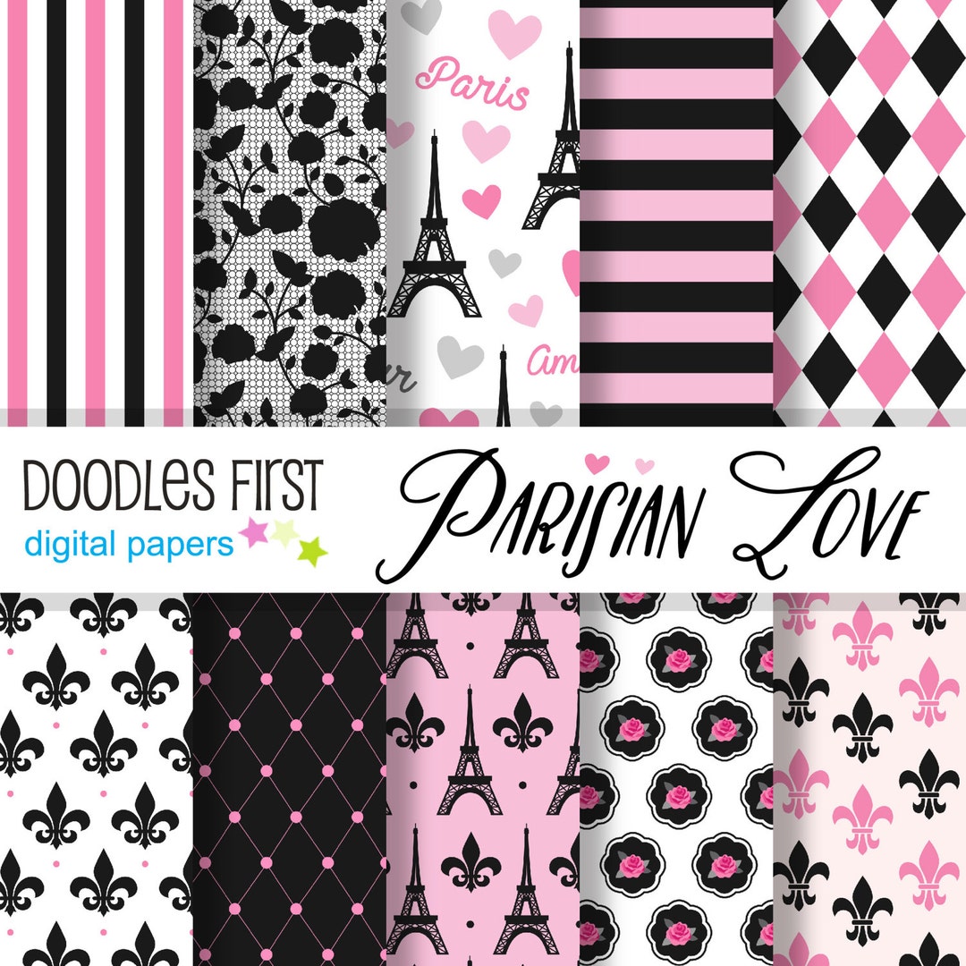 Parisian Love Digital Paper Pack Includes 10 for Scrapbooking Paper ...