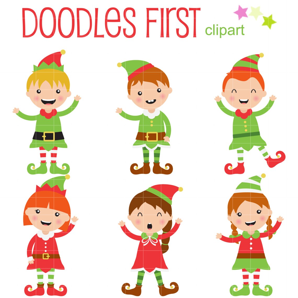 Kids Christmas Elves Digital Clip Art for Scrapbooking Card Making ...