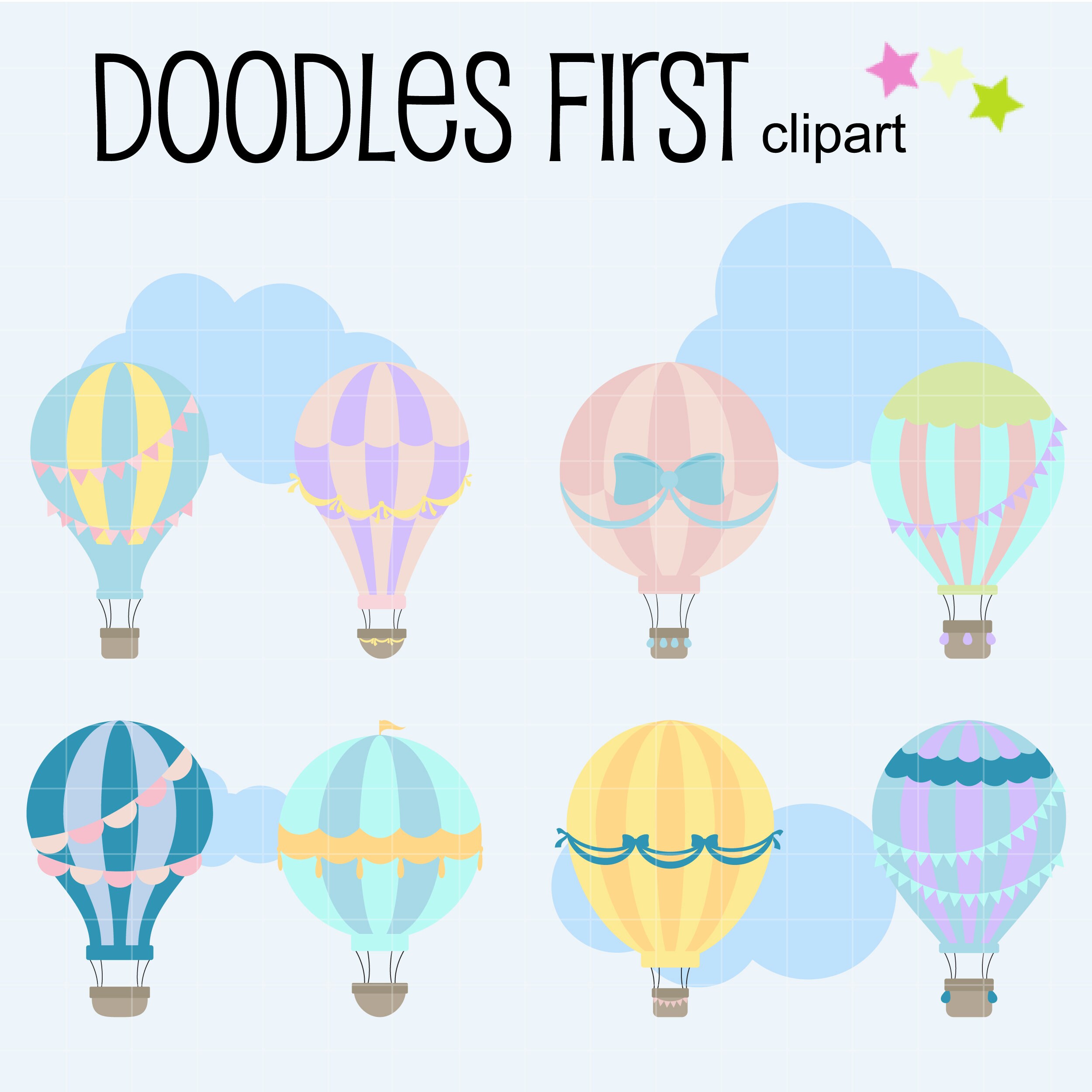 Hot Air Balloons Digital Clip Art for Scrapbooking Card Making Cupcake ...
