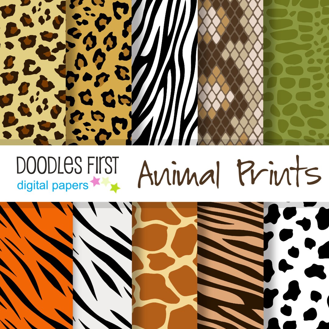 Animal Prints Digital Paper Pack Includes 10 for Scrapbooking Paper ...