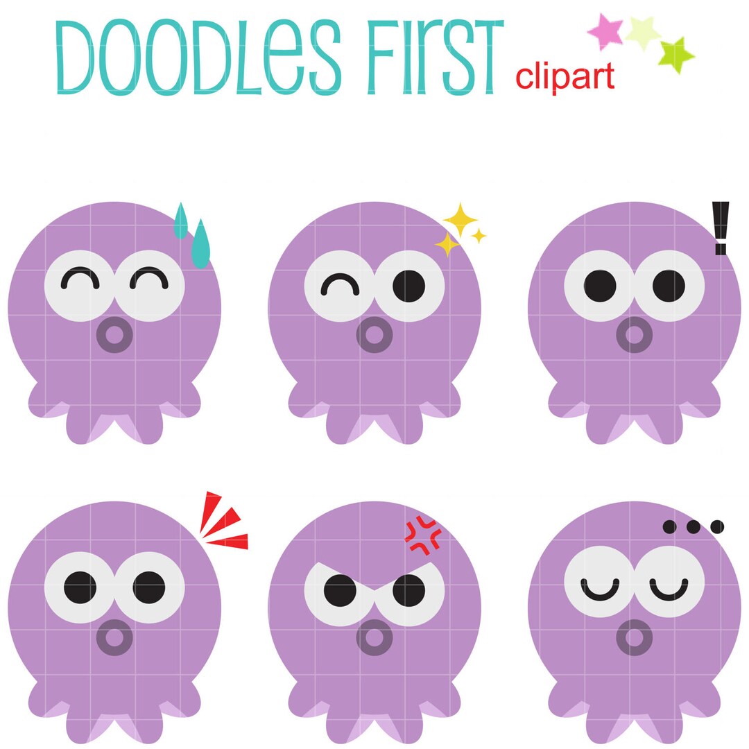 Expressive Octopus Digital Clip Art for Scrapbooking Card Making ...
