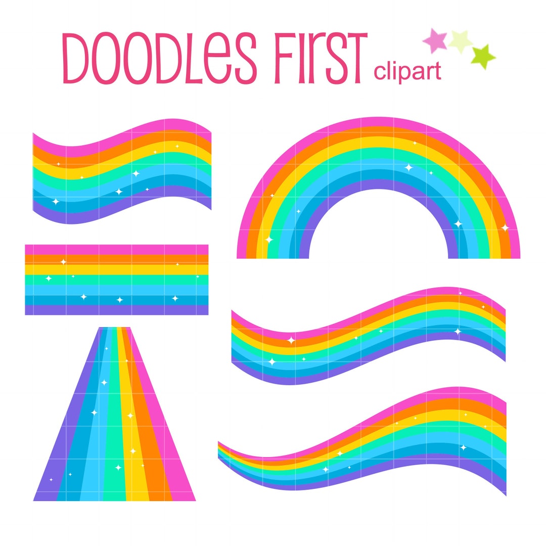 Pastel Rainbow Shape Collection Digital Clip Art for Scrapbooking Card ...